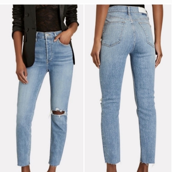Re/Done | Jeans | Redone 9s High Rise Ankle Worn Bright Blue Size 26 ...